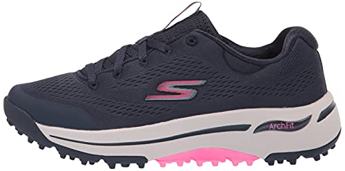 Skechers Women's Go Arch Fit Golf Shoe, Navy/Pink, 8