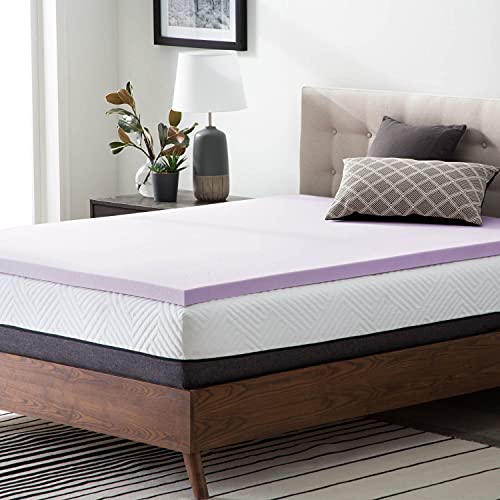 LUCID 2 Inch Lavender Infused Memory Foam Mattress Topper - Ventilated Design - California King Size