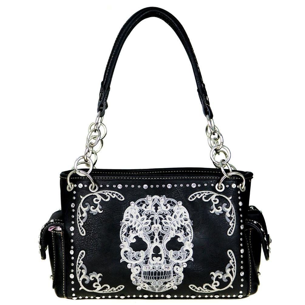 Montana West MW494G-8085 Sugar Skull Collection Concealed Handgun Satchel (Black & White)