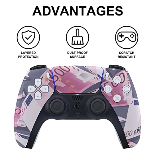 Euro Cash Full Protective Skin Cover Design Wrap Decal Sticker Compatible with PS5 Digital Edition Console and Controller