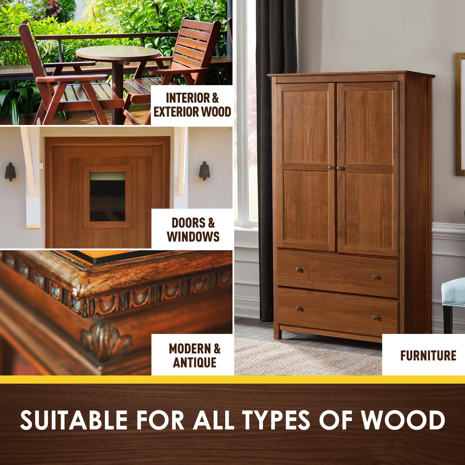 DWIL Water Based Wood Stain - Multiple Finishes, Fast Drying, Indoor and Outdoor Furniture, Wood Paneling, Cabinets and More, Low Odor & Non-Toxic (8.5oz Teak)