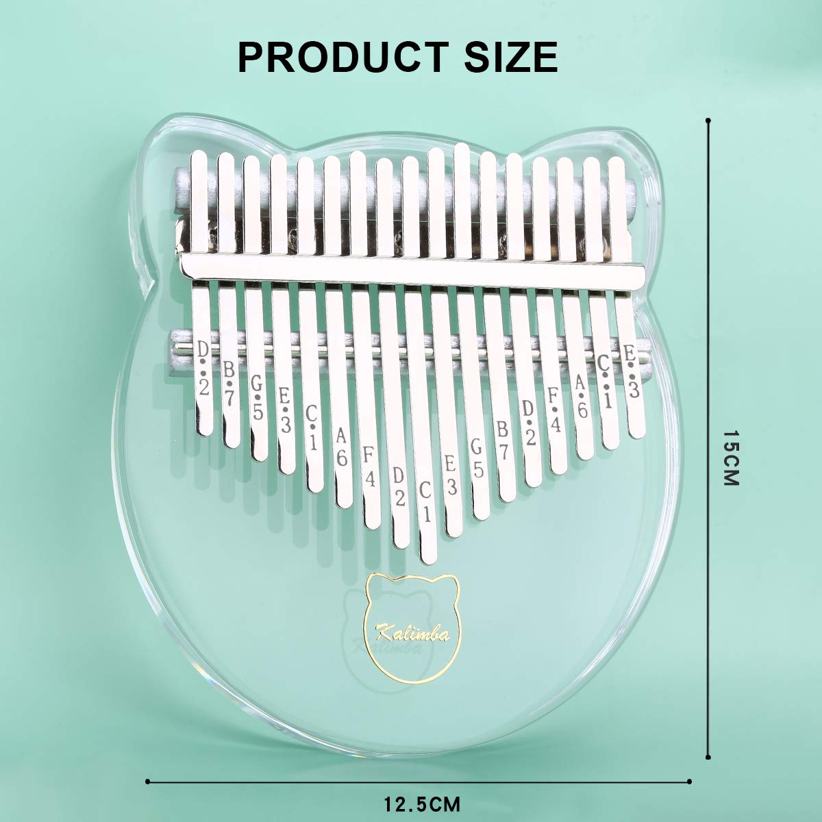 YAEL Kalimba 17 Keys Transparent Acrylic Panda Thumb Piano Note Carved Starter Finger Piano with Kalimba Case Tune Hammer Study Booklet Stickers