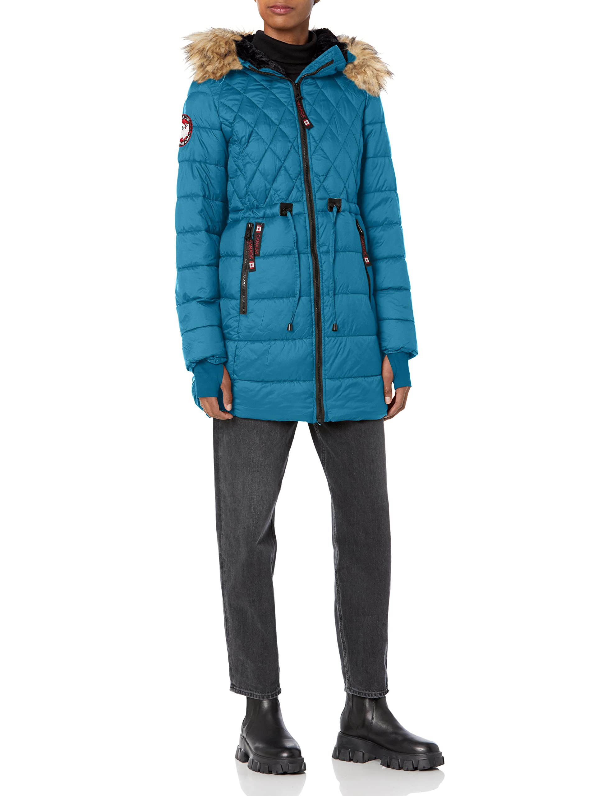 Canada Weather Gear Women's Midweight Long Glacier Shield Jacket, Peacock Black, Small