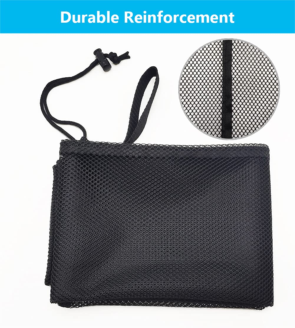 Large Mesh Laundry Bag with Straps and Zipper Pockets, Heavy Duty Mesh Drawstring Bag Foldable, Factories, College, Dorm, Travel and Apartment (24" x 36" | Black)