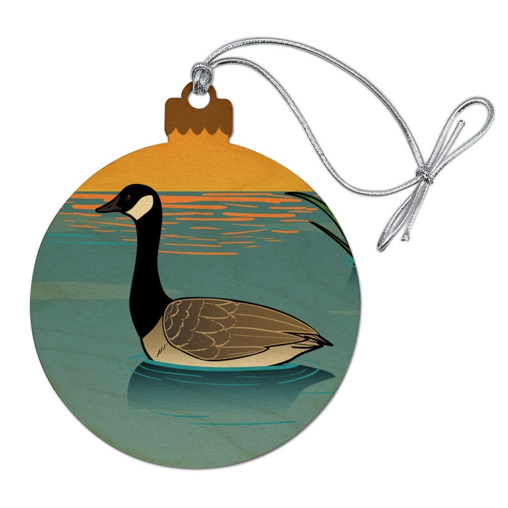 Canadian Goose Geese Swimming Canada Wood Christmas Tree Holiday Ornament