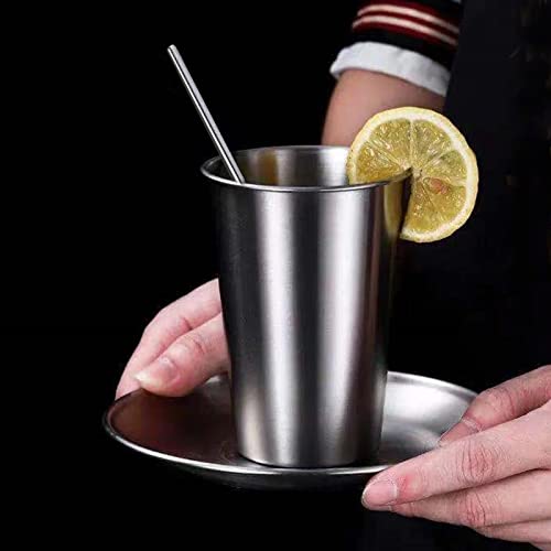SMLIXE 12 Pack 16oz Stainless Steel Pint Cup,Healthy Unbreakable and Stackable,Metal Drinking Glasses
