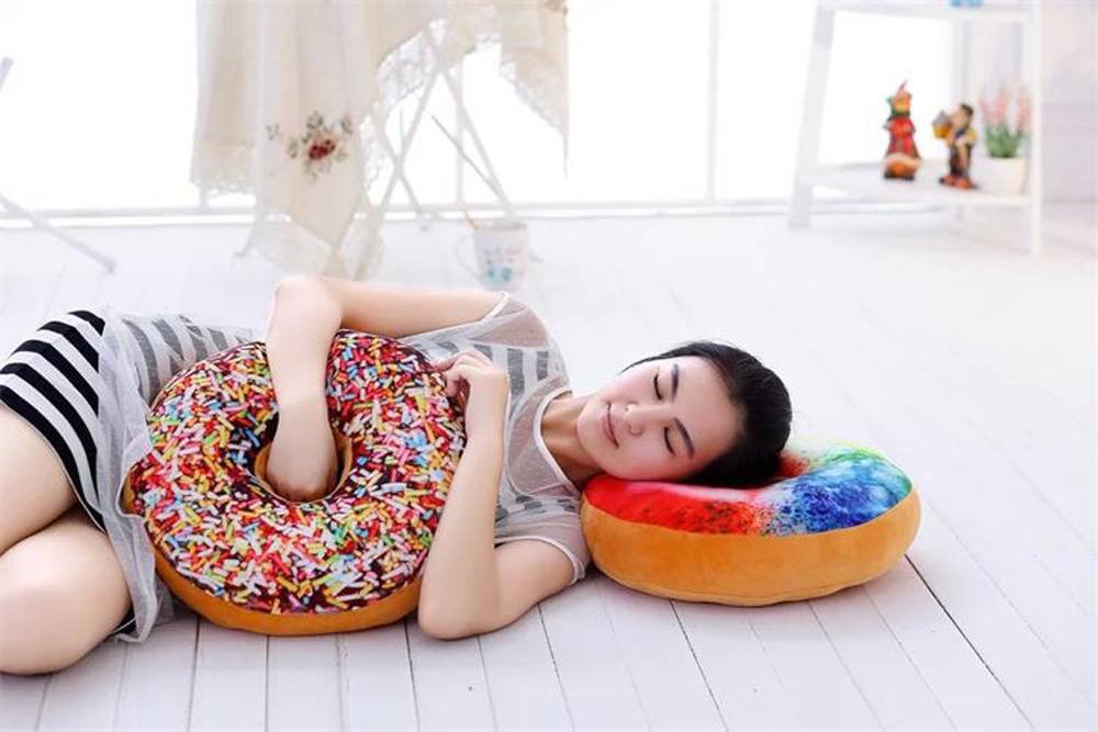 ChezMax Round Doughnut Donut Seat Back Stuffed Cushion Insert Filler Filling Throw Pillow for Bedroom Bedding Bed Room Beach 16 X 16 inch