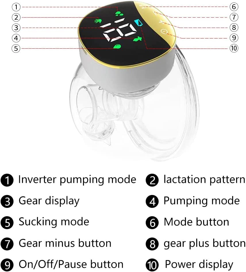 Electric Breast Pump,JOYWA Wearable Breast Pump Hands Free,Ultra-Quiet & Painless,4 Modes with 9 Levels,LCD Display,24mm Flange