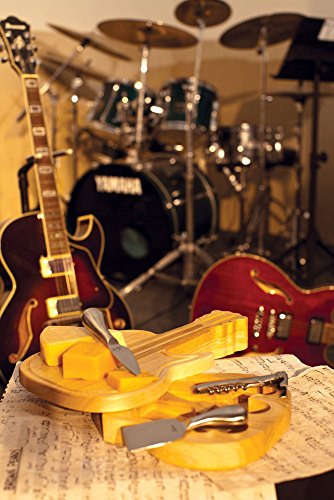 TOSCANA - a Picnic Time brand Guitar Cheese Board & Knife Set, Novelty Charcuterie Board Set with Cheese Knifes, Cheese Boards Charcuterie Boards, Serving Platter, (Bamboo)