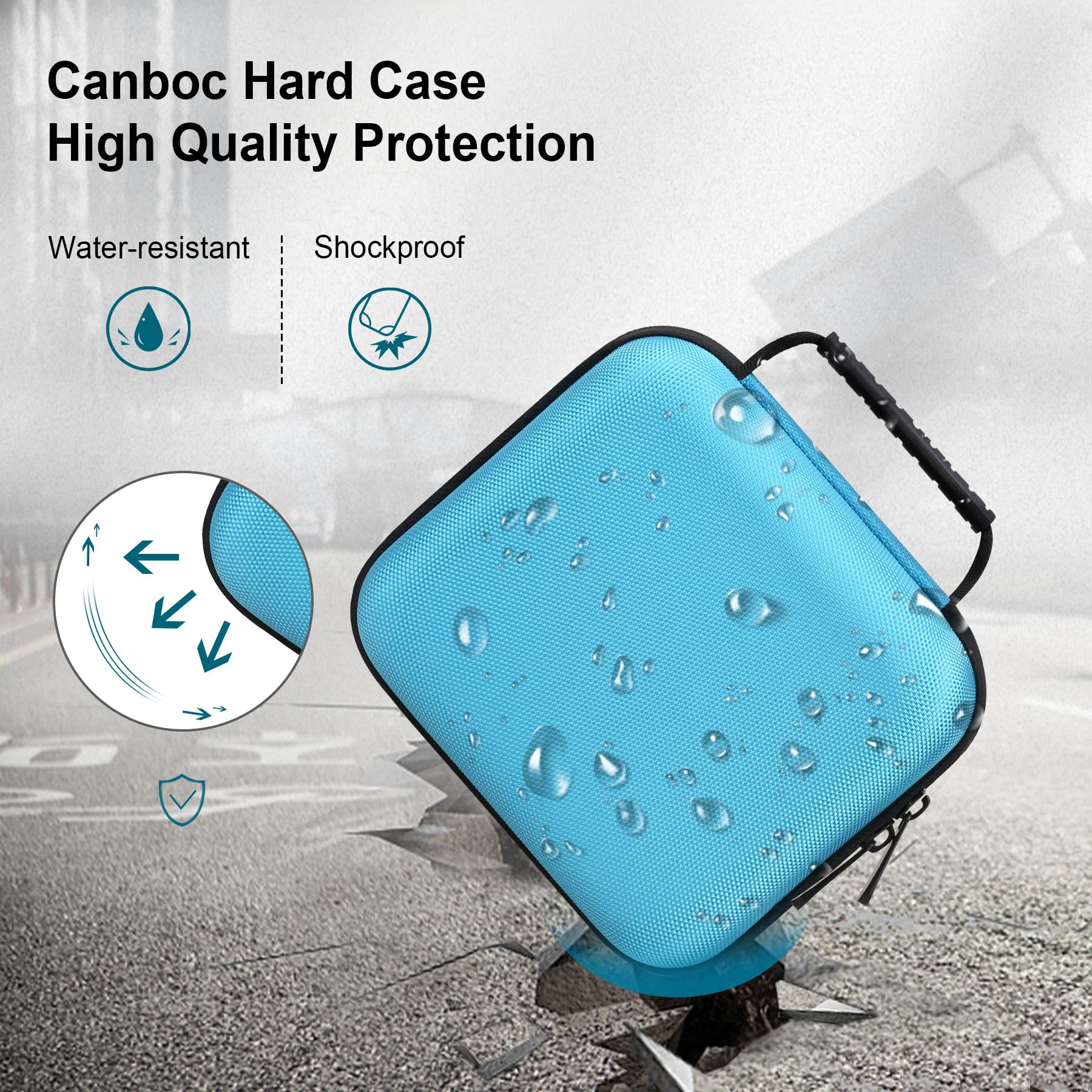 Canboc Carrying Case for Makeid E1 Portable Label Maker, Bluetooth Thermal Printer Box, Zipper Mesh Bag fits Sticker Labels and Charging Cord, Blue