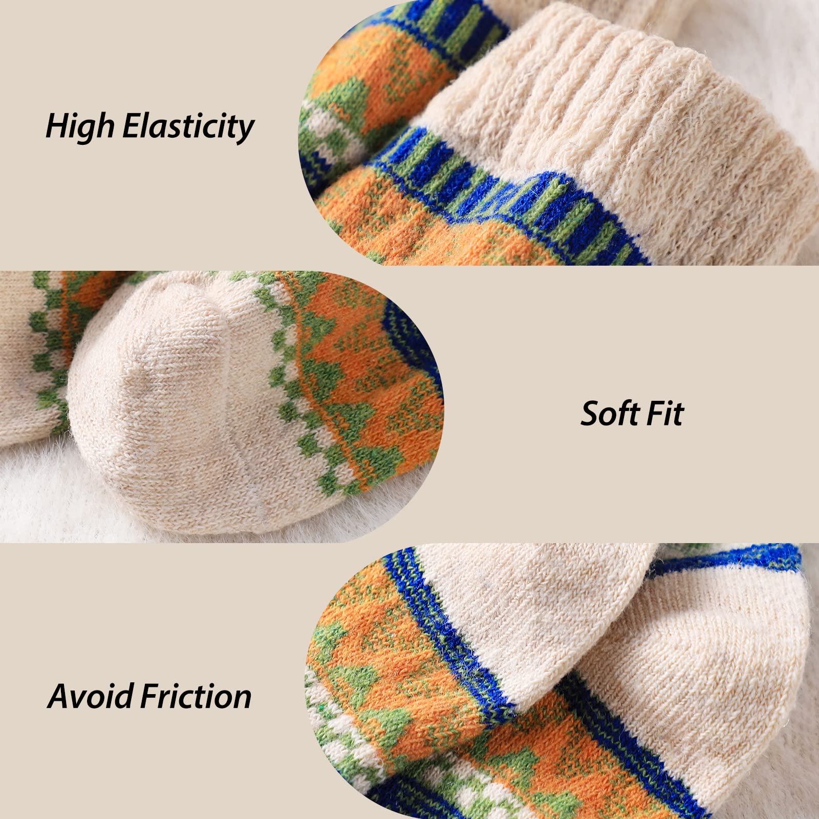 coclothy Wool Socks for Women - Womens Wool Socks Winter Socks for men Warm Thick Knit Wool Soft Vintage Casual Crew Socks