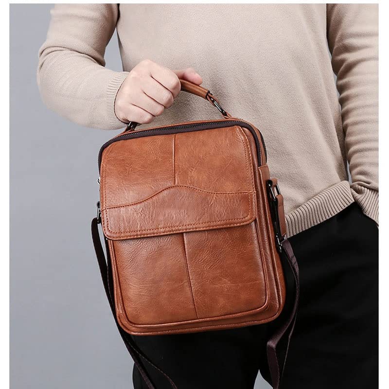 CZDYUF Men Crossbody Bag Shoulder Bags Multi-Function Men Handbags Large Capacity Split Leather Bag for Man Messenger Bag (Color : D, Size