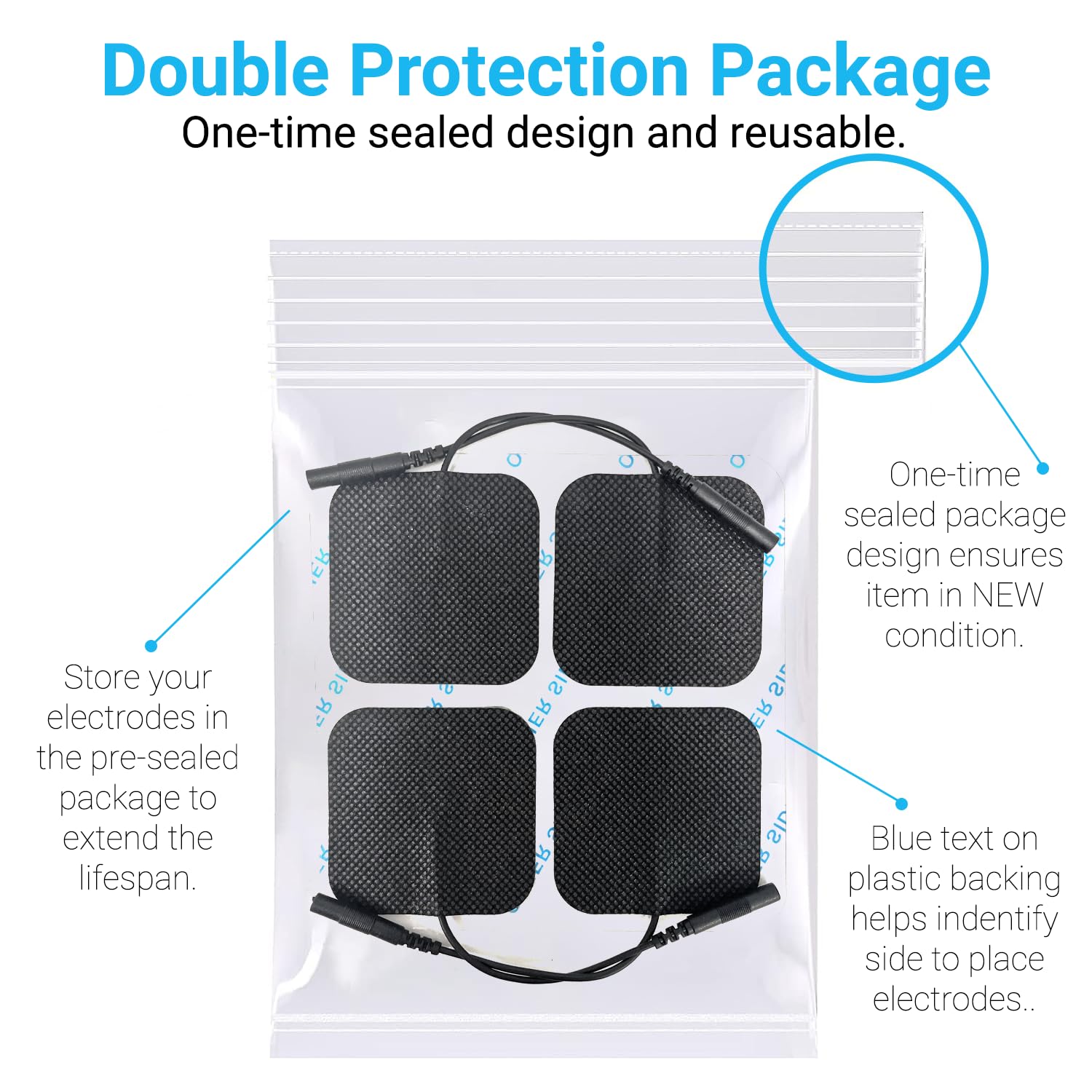 iReliev Electrode Value Pack TENS & EMS Pads (40) 2" X 2" Re-Usable, Premium Super Tack Gel