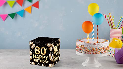 Keydaat 80th Birthday Card Box,Black And Gold Card Box for Birthday Party Decorations ,Party Supplies, Money Box - 1 PC (032 sr)