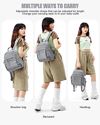 KEYEMP Mini Small Backpack Purse for Women Lightweight Waterproof Fashion Trendy Cute Work Casual Daypack Travel Bag Backpack for Ladies,Grey