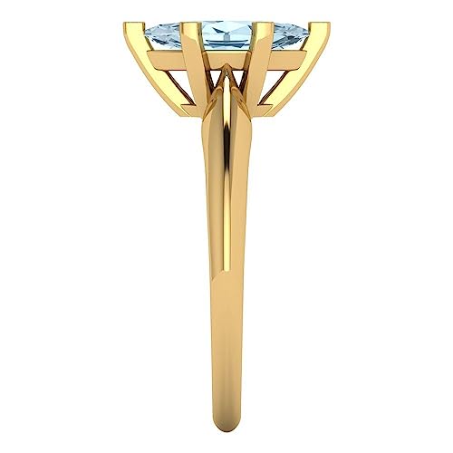 Clara Pucci 1.0 ct Marquise Cut Solitaire Natural Aquamarine Engagement Wedding Bridal Promise Anniversary Ring 18K Yellow Gold Size 5.5