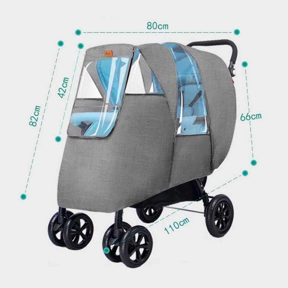 CTEGOOD Rain Cover for Double Stroller Tandem Stroller Weather Shield Universal Size Adjustable Elastic Band, Waterproof, Windproof for Baby Outdoor Protection