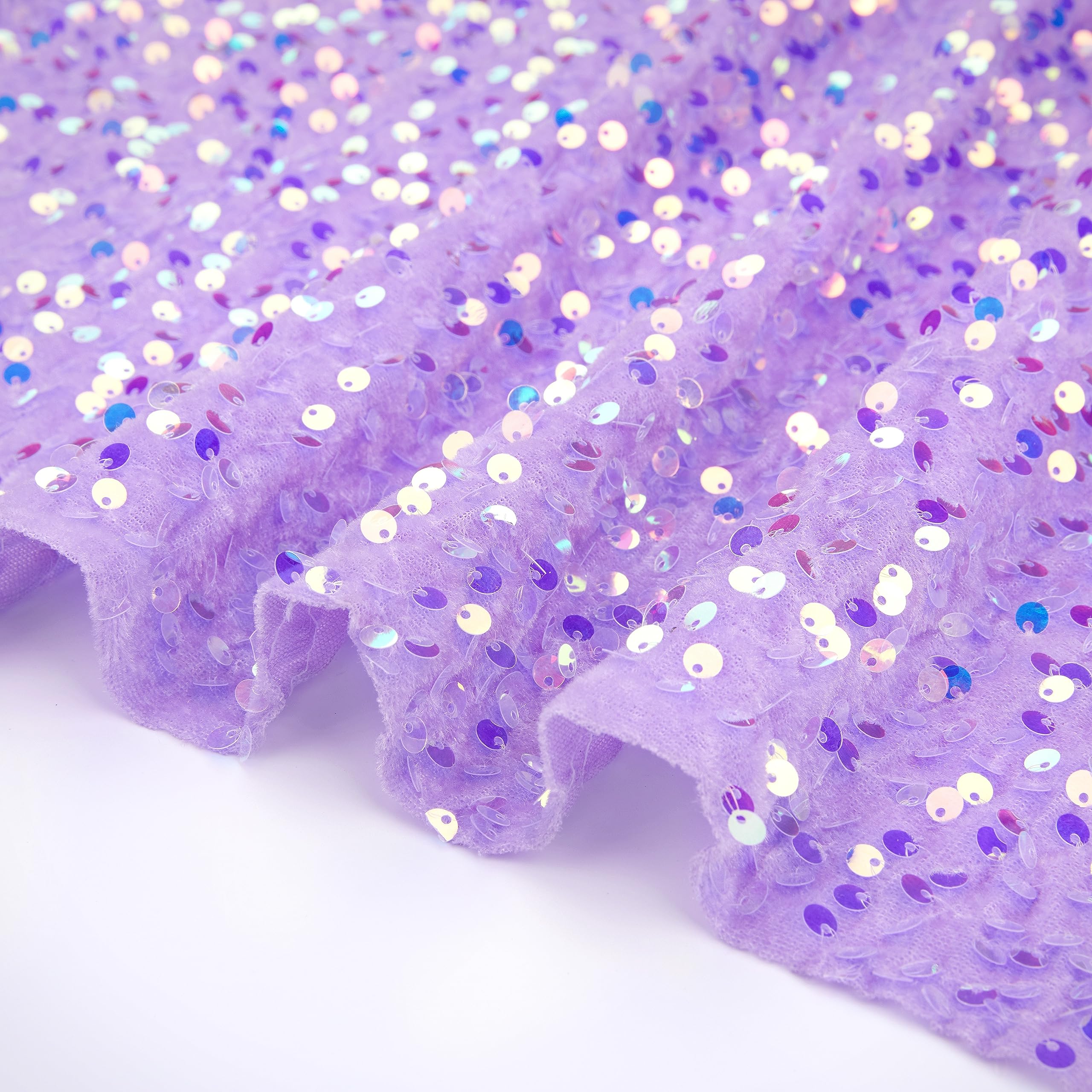 Iridescent Sequin Fabric 1 Yard Lavender Velvet Fabric by The Yard Purple Shimmer Sequin for DIY Craft Sewing Stretch Cloth for Custom Dress Birthday Party
