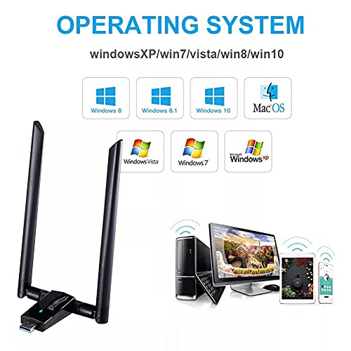EKDSPW 1200M Gigabit Network Card 2.4 5.8GHz USB 3.0 WiFi Receiver Dual Band Desktop Dual Band Wireless WiFi Adapter