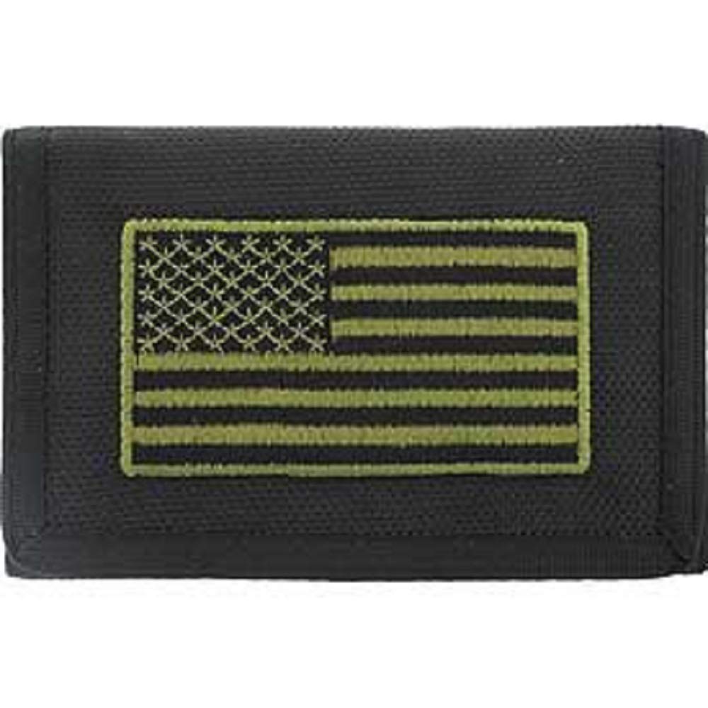 USA FLAG WALLET - United States Of America FLAG SUBDUED - Embroidered Logo Heavy Duty Trifold Nylon Wallet - 3.5" x 5"