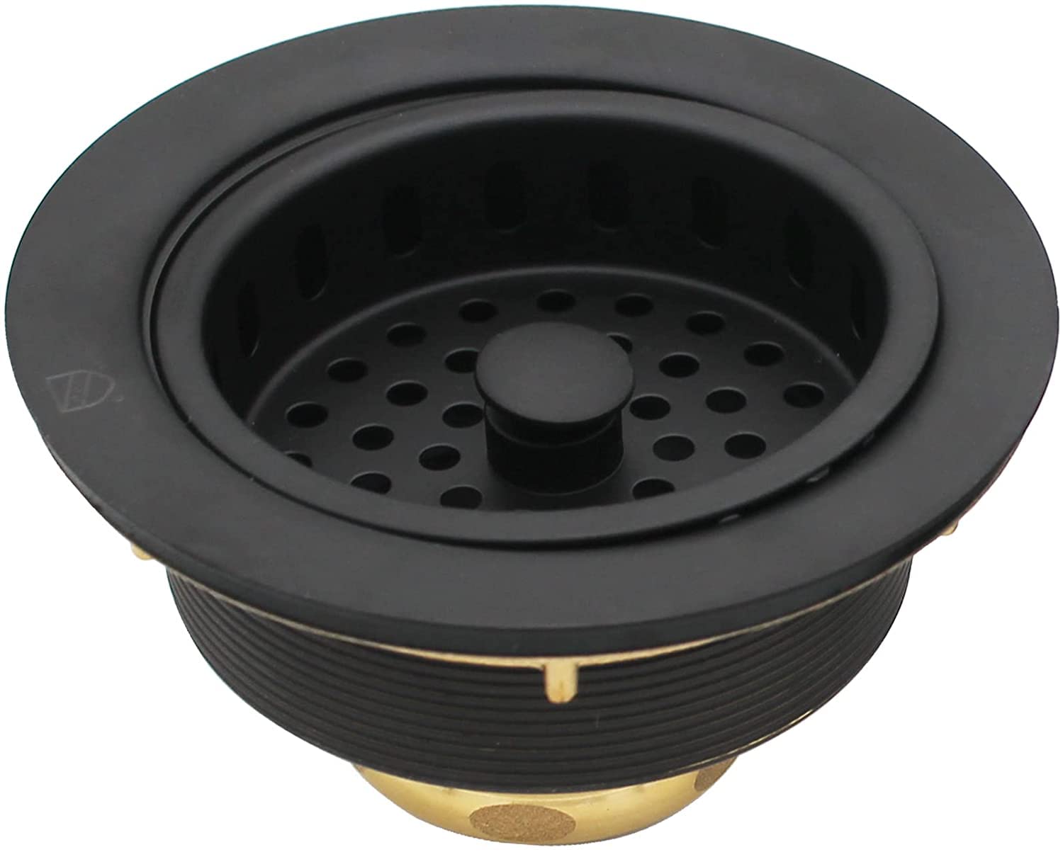 Westbrass A2145-62 3-1/2" Post Style Large Kitchen Sink Basket Strainer, Matte Black