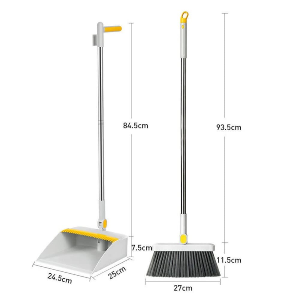 FEMUN Kitchen Broom,Folding Stand Broom Trash can Combination Household Broom Broom Non-Sticky Broom and Trash can Set Outdoor Broom, Broom and Trash can Set for Home, Kitchen, Office, Bathroom