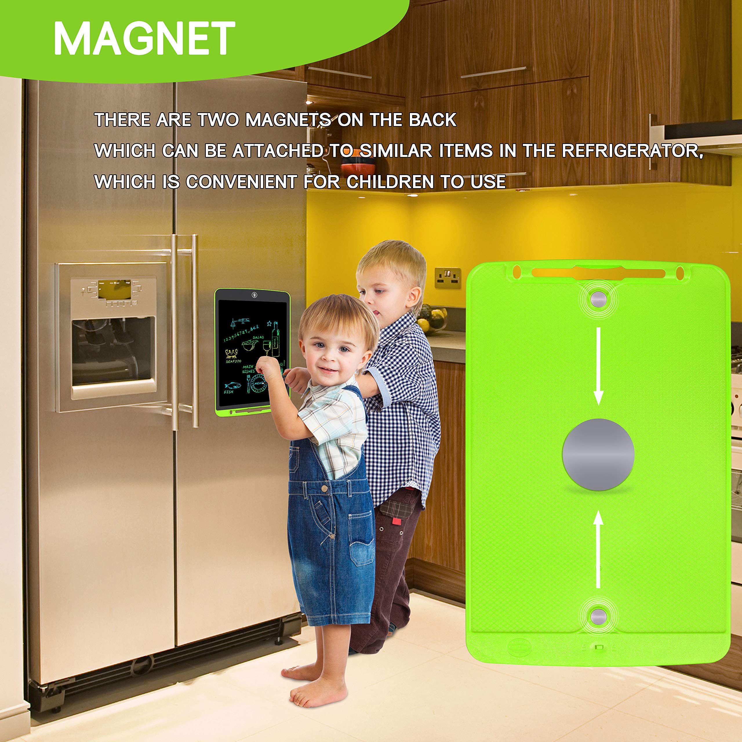 STREET WALK LCD Writing Tablet for Kids,12 Inch Colorful Educational Drawing Tablet, Erasable Reusable Electronic Writing Board, Toddler Doodle Board, Learning Toy Gift for Boys Girls Ages 3-8(Green)