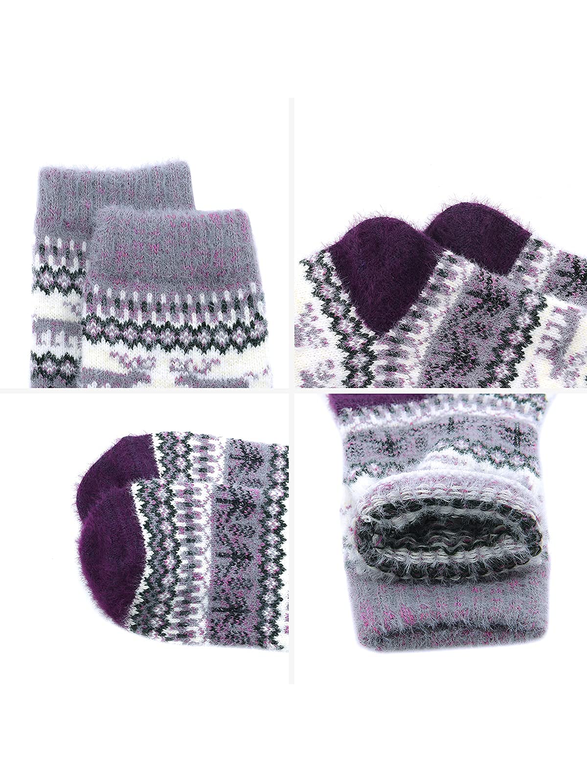 Cosy Encounter Womens Athletic Sports Cozy Wool Socks Warm Knit Thick Soft Winter Crew Socks 4 Pairs Christmas Deer One Size,WDCENS4162SXE4PSN