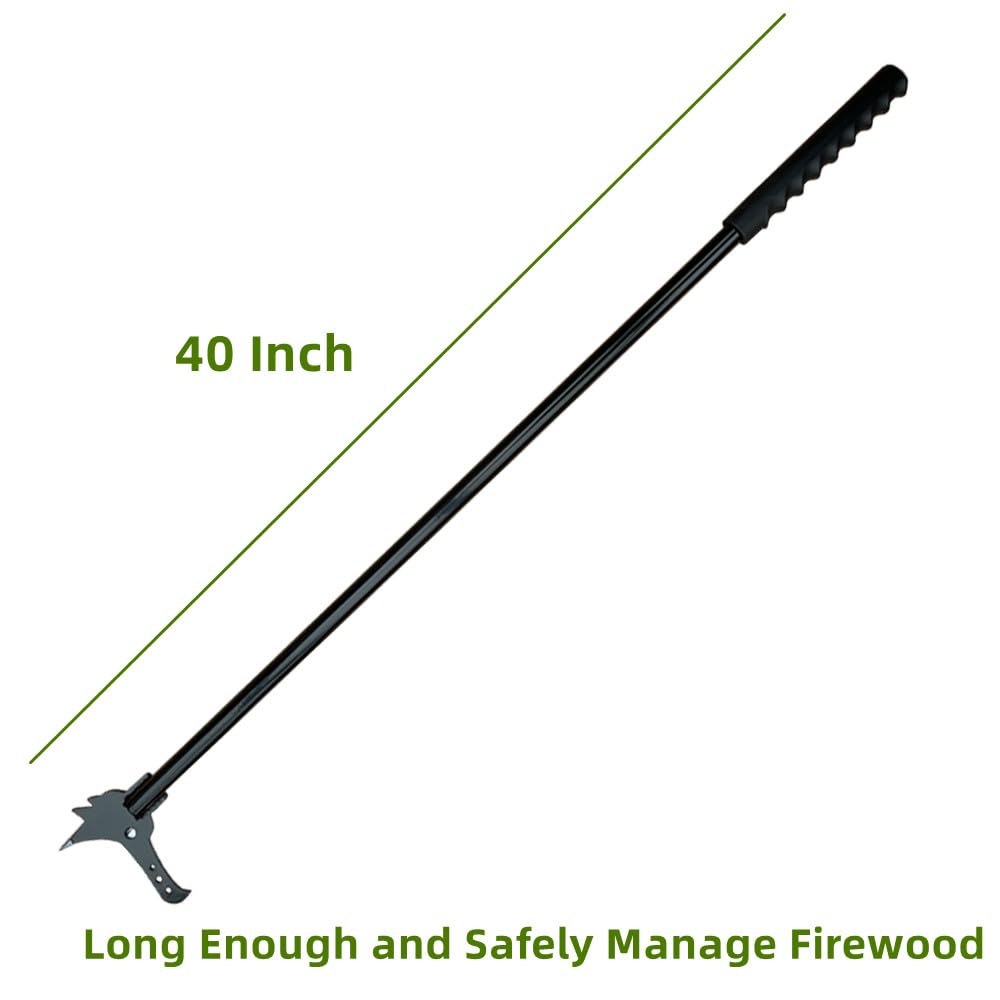 Fierywater 40-Inch Long Fire Poker-One Piece with Large Rubber Handle Fireplace Tools, Anti-Rust Black Coated for Fire Pit - Indoor and Outdoor Campfire Use