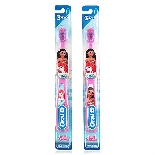 Oral-B Princess Toothbrush for Little Girls, Children 3+, Extra Soft (Characters Vary) - Pack of 2