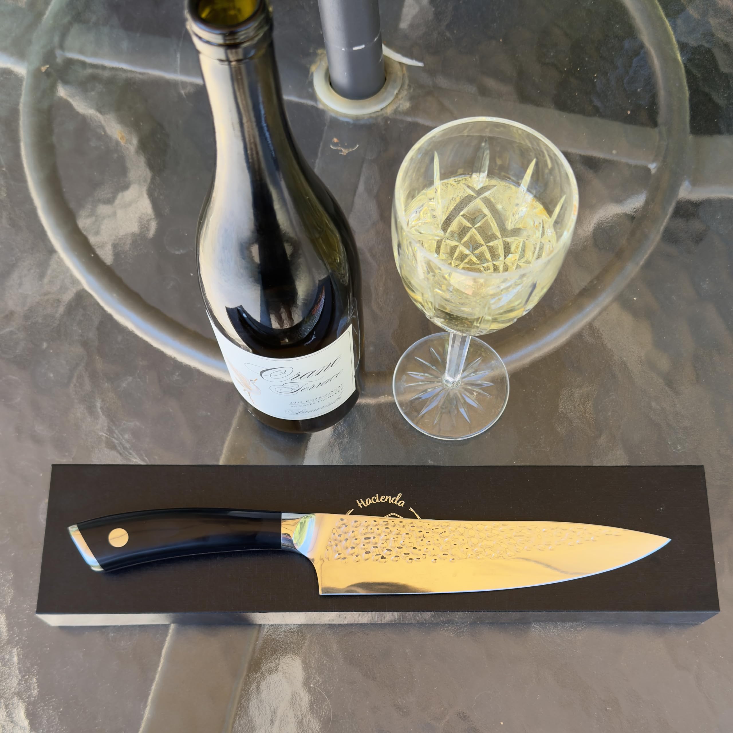 HACIENDA ART & HOME Chef Knife 8 Inch, Hammered Steel, Ultra Sharp Professional High Carbon Stainless Steel Knife for Home & Restaurant, Gift Quality Box β Perfect for Home, Chefs, and Gifts