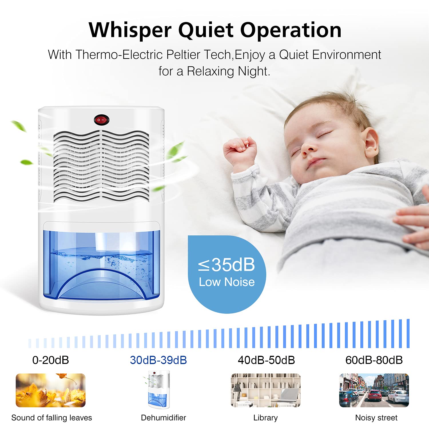 COSVII Dehumidifier for Bedroom,Up to 680 Sq.ft Small Dehumidifier Ultra Quiet Dehumidifiers for Home Bathroom Closet Kitchen with 68oz(2000ml) Water Tank