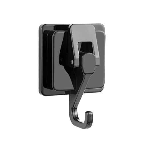 Khdrvok Heavy Duty Vacuum Square Cup Hook, Easy to Install and Remove, Black- Plated Plished Super Suction for Kitchen, Bathroom and Restroom, 2Pack