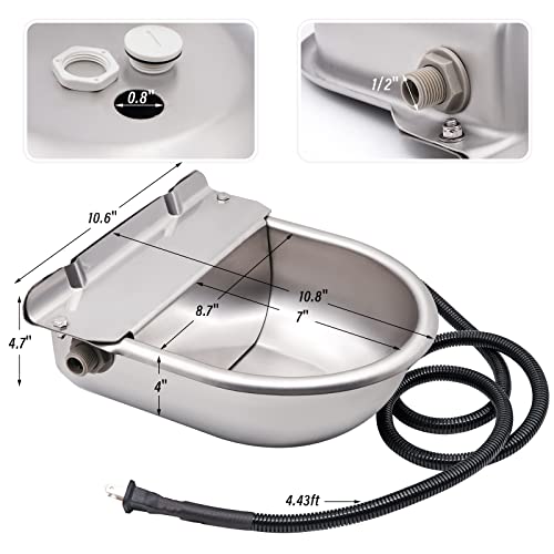KHEARPSL Automatic Heated Water Bowl Heated Pet Dog Bowl Thermal-Bowl Livestock Water Trough Heated Waterer for Dog Cattle Horse Chicken Pig Goat (Flat Bottom)