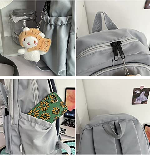 JHTPSLR Kawaii Backpack Japanese Cute Cat School Backpack with Plushies Aesthetic Backpack for Teen Girls Back to School Supplies (Blue)