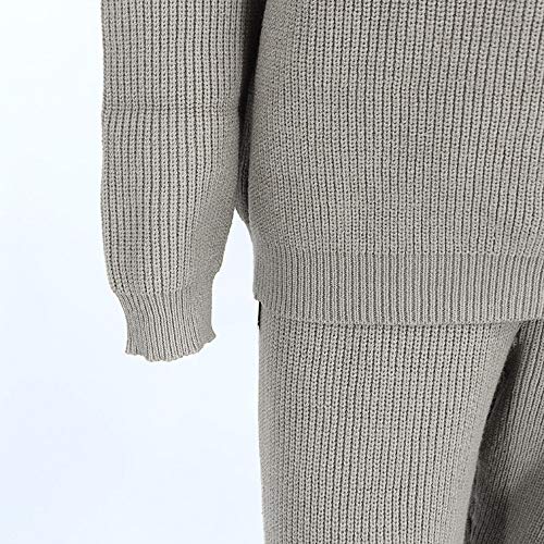 Cosygal Women's Casual Knit Sweater Loose Pullover Top and Pants 2 Piece Outfit Sets Gray Large