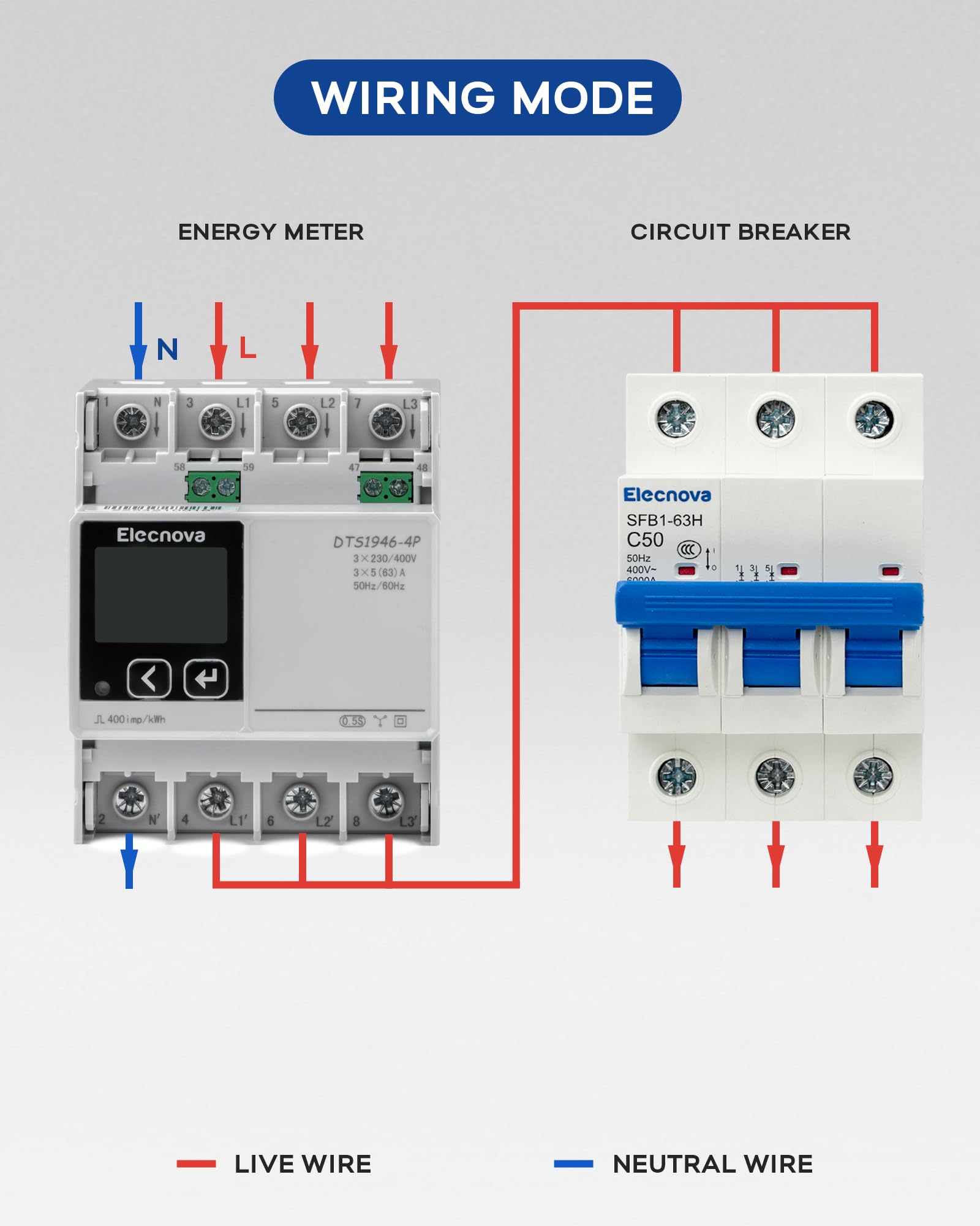 Elecnova 6-63A Miniature Circuit Breaker, AC 25 Amp 3 Pole 400V, DIN Rail Mounted Circuit Breakers, Overload, Short-Circuit Protection, 110V / 120V Available, MCB