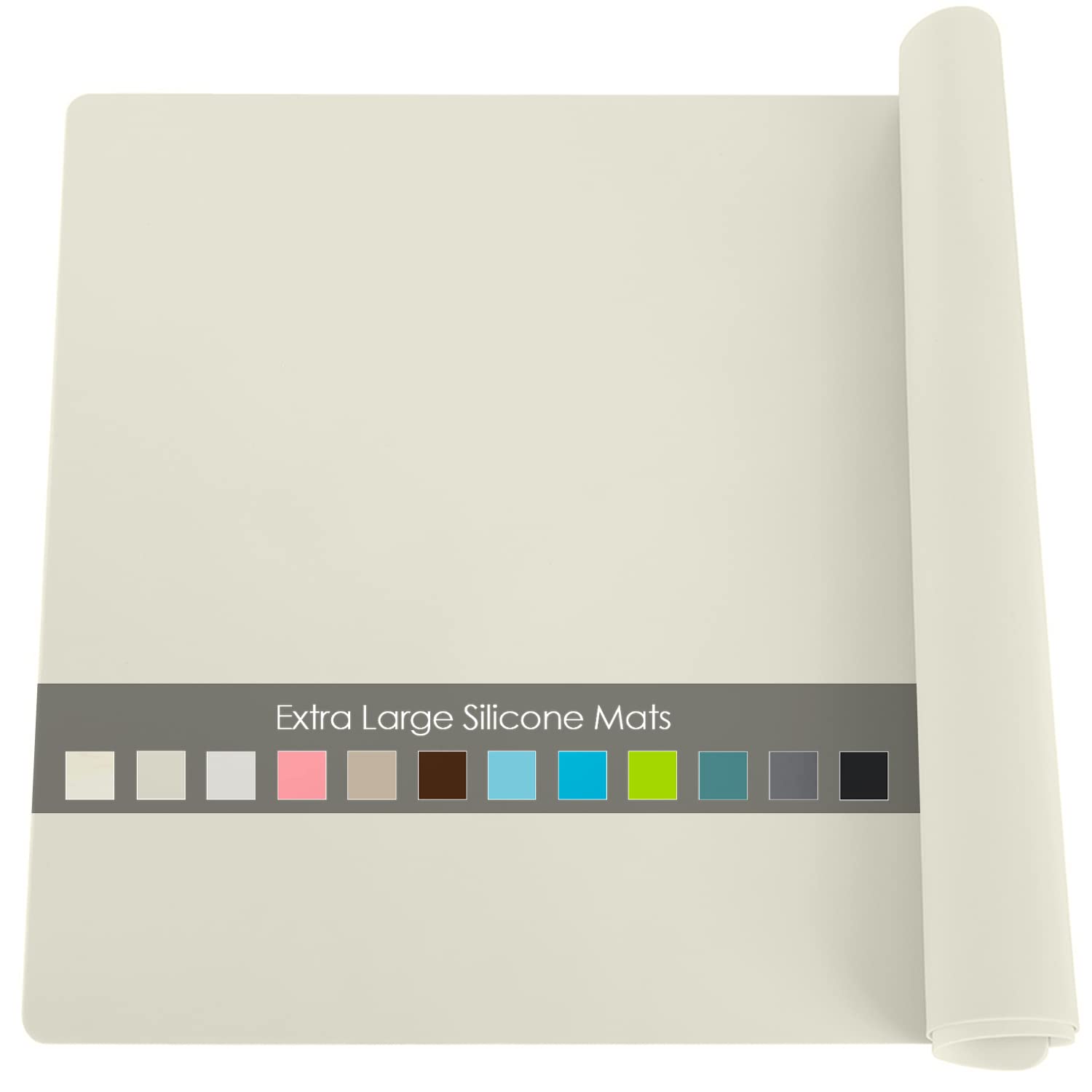 Extra Large Silicone Placemat, Food-Grade Flexible Silicone Mat Kids Non-Slip Dinner Placemat Waterproof Heat Insulation Countertop Protector Silicone Pastry Rolling Dough Mats 27.6x19.7''Beige, 1Pack