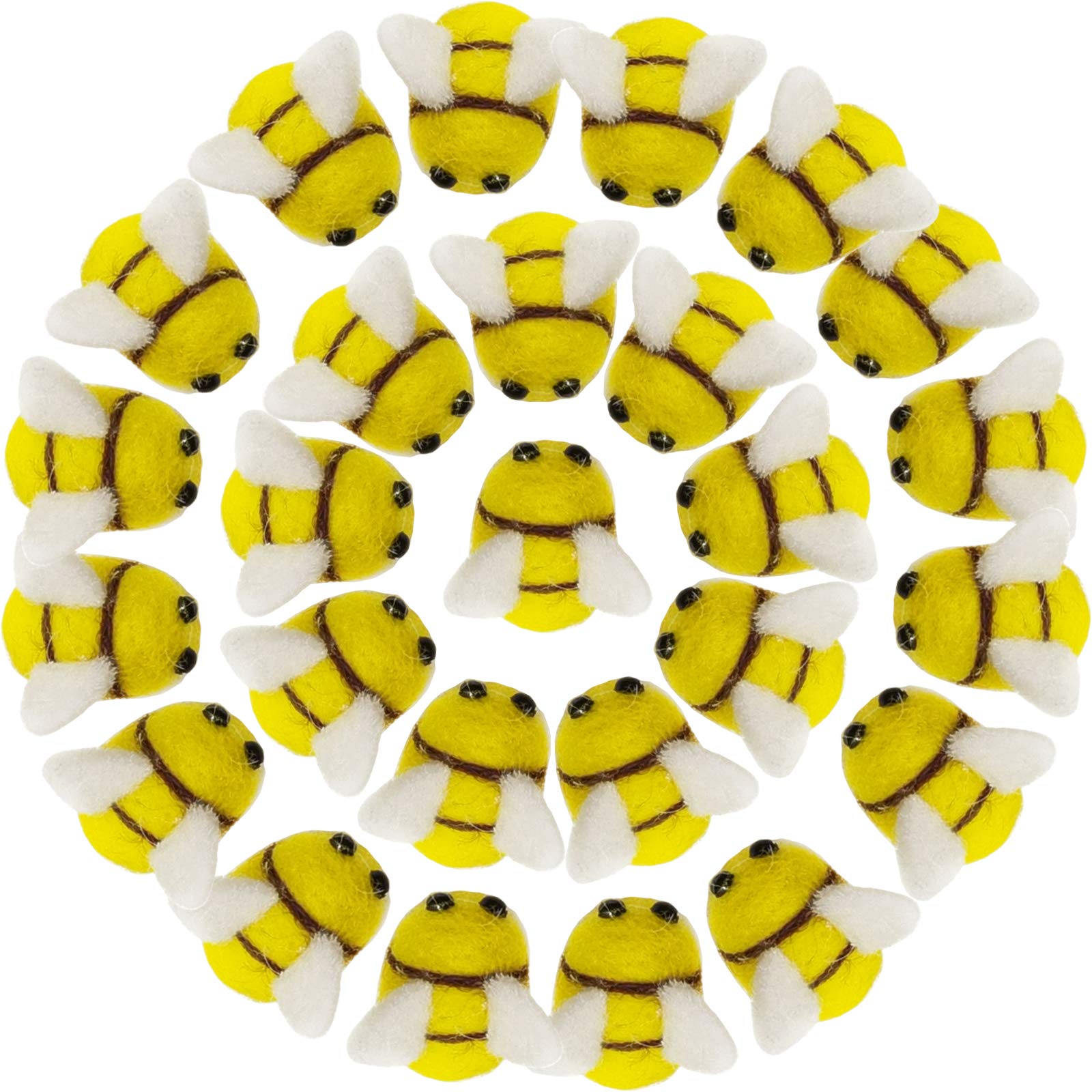 YOOHUA 20PCS Wool Felt Bee Craft Balls Bee Craft Supplies for Halloween Costume Baby Shower Gender Reveal Party Nursery Tent Decoration DIY Craft Car Seat Grasping Bead Toys