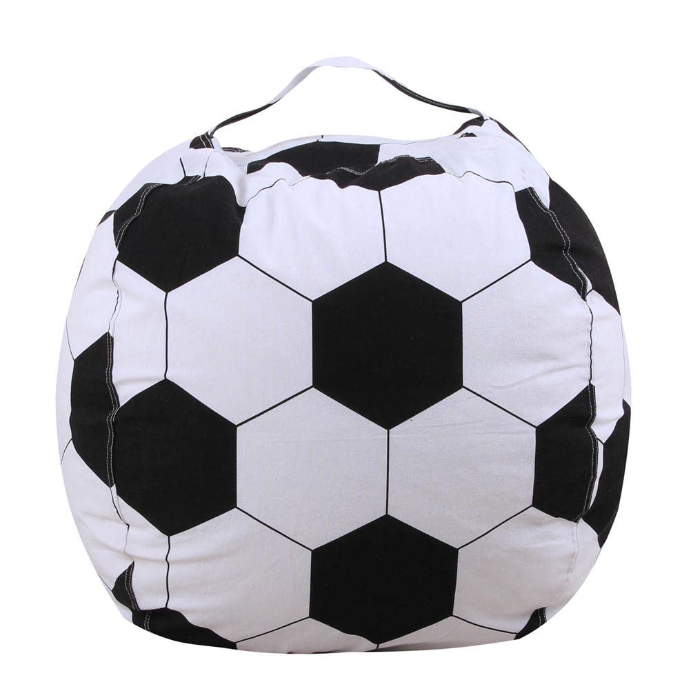 KENANLAN Football Bean Bag Soccer Bean Bags Bean Bags for Kids Storage Bean Bag Chair 18 Inch Zippered Bean Bag Cover for Kids Plush Toy Game (Football)