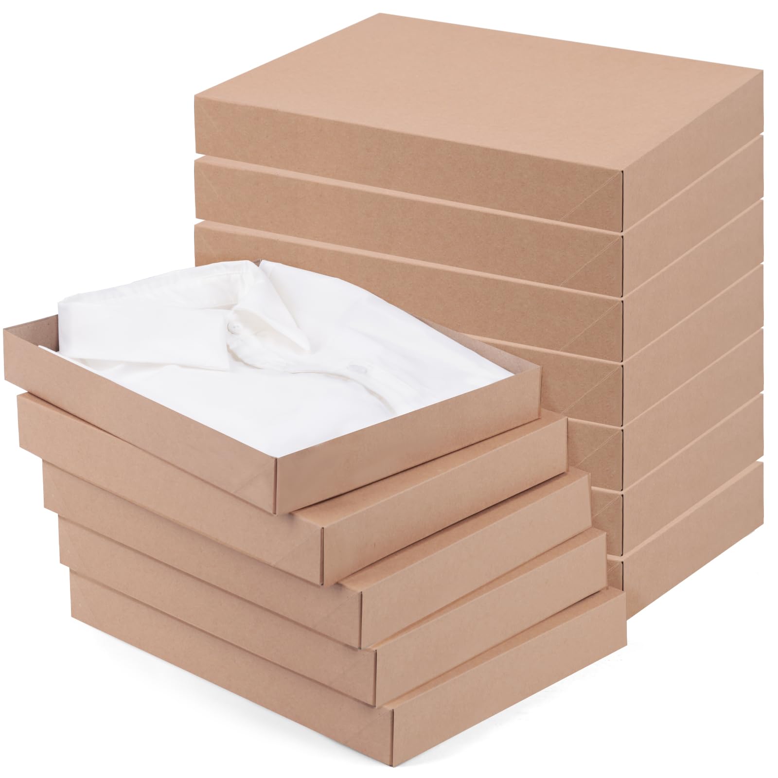 VGOODALL 12PCS Gift Box Bulk, Brown Gift Boxes with Lids 11.8 x 9.5 x 1.6 Inches for Birthdays Party