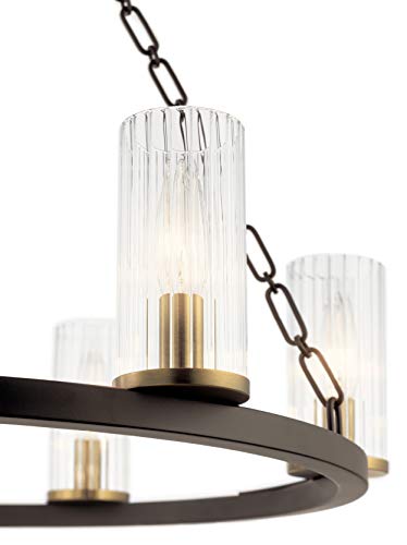 KICHLER Mathias 23" 6 Light Chandelier with Clear Ribbed Glass in Olde Bronze