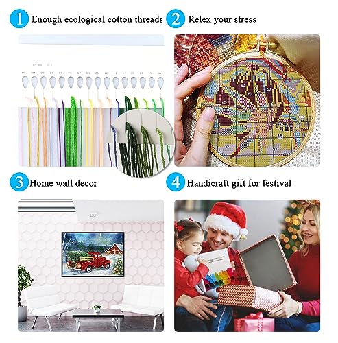 LWZAYS Cross Stitch Kits-Stamped Cross Stitch Kits for Beginners Adults 12x16inch Landscape Counted DIY Embroidery Needlepoint Kits Home Decor (YS16-)