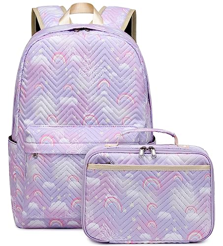 JIANYA Backpack for School Girls Backpacks Kids Backpack with Lunch Box Lightweight Bookbag School Bag for Preteen Girl