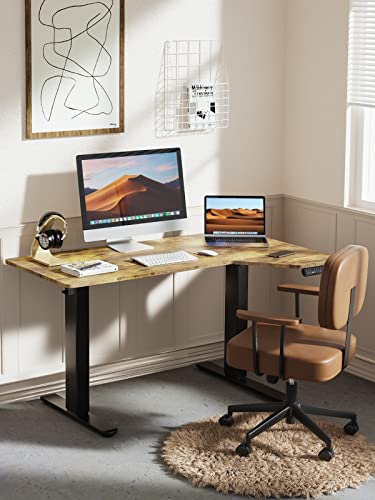 Totnz Standing Desk Adjustable Height, Electric Standing Desk with Starage Bag, Stand up Desk for Home Office Computer Desk Memory Preset with Headphone Hook (55X34 Inch, Rustic)