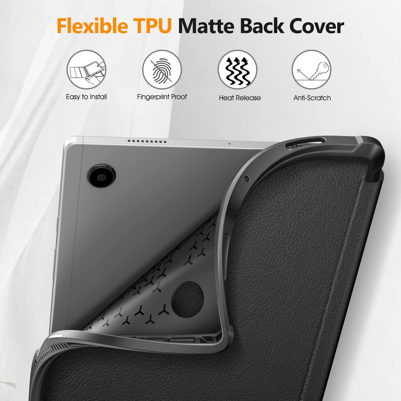 Fintie Slim Case for Samsung Galaxy Tab A8 10.5 Inch 2022 Model (SM-X200/X205/X207), Soft TPU Smart Stand Back Cover Auto Wake/Sleep, Composition Book Black