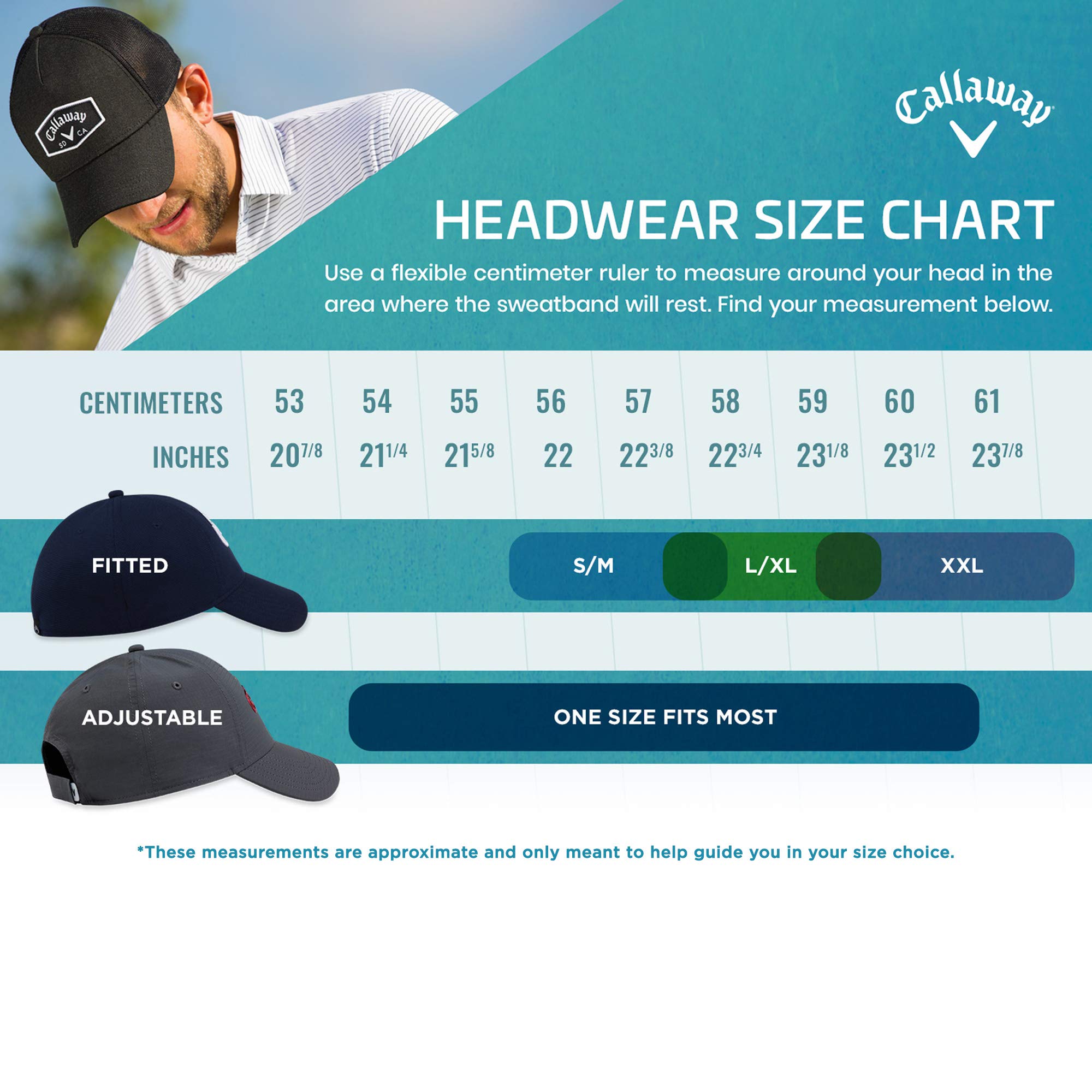 Callaway Men's Riviera Fitted Hat, White/Black, Large/X-Large