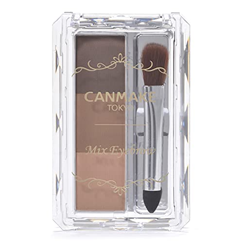 CANMAKE Mix Eyebrow, 3-Color Eyebrow Palette, 0.10 oz (3.0 g) (03 Soft Brown)