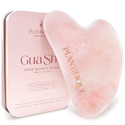 PLANTIFIQUE Gua Sha Rose Quartz Tool for Face Anti Aging Massage Tool - GuaSha Tool for Face - Facial Skin Care Products - Face Massager for Your Skincare Routine