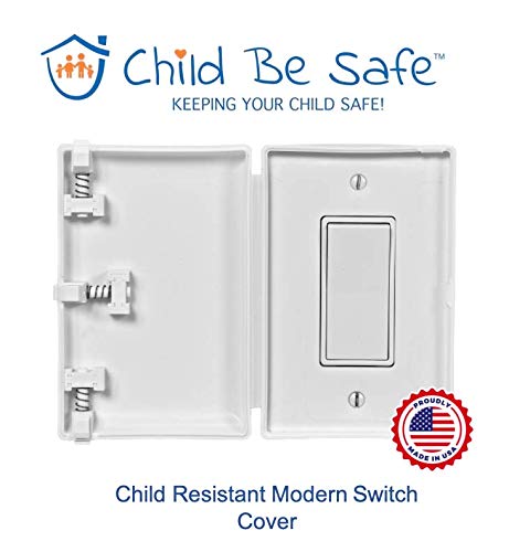 Child Be Safe Baby Toddler Pet Resistant Electrical Safety Cover Guard Home and Business for Decora Leviton Legrand Modern Wide Rocker Light Switch (1 Count, White)